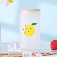 China 16oz Frosted Beer Glass with Bamboo Lid and Straw for Sublimation Gifts for sale