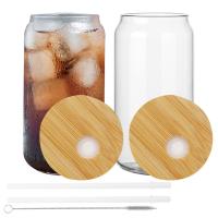 China 16oz Frosted Beer Glass with Bamboo Lid and Straw for Sublimation Gifts for sale