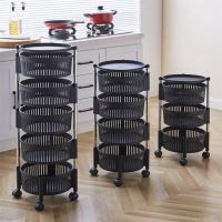 China 3 Layer Rotating Vegetable Shelving Kitchen Storage Rack 31.5x31.5x88cm PP Stainless Steel for sale