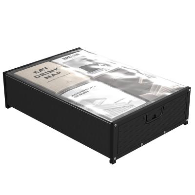 China Under Bed Storage Box with Pulley and Cover 61x42x16cm Plastic Clothes Toy Organizer for sale