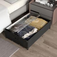 China Under Bed Storage Box with Pulley and Cover 61x42x16cm Plastic Clothes Toy Organizer for sale