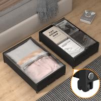 China Under Bed Storage Box with Pulley and Cover 61x42x16cm Plastic Clothes Toy Organizer for sale