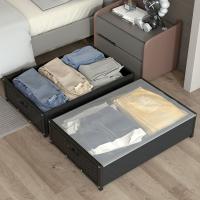 China Under Bed Storage Box with Pulley and Cover 61x42x16cm Plastic Clothes Toy Organizer for sale