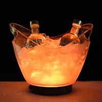 China Ice Buckets Tongs Type Large Plastic Beer Container with Handles and LED Lighting for sale