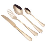 China 193G Gold Plated Stainless Steel Cutlery Set 4 Piece Fork Spoon Knife Bulk for sale