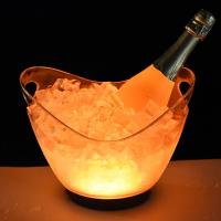 China Ice Buckets Tongs Type Large Plastic Beer Container with Handles and LED Lighting for sale