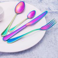 China 193G Gold Plated Stainless Steel Cutlery Set 4 Piece Fork Spoon Knife Bulk for sale