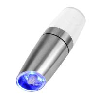 China Electric Salt Pepper Grinder Set 63x202mm Stainless Steel Gravity Sensor Blue Light Spice Mill for sale