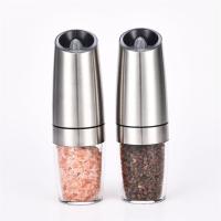 China Electric Salt Pepper Grinder Set 63x202mm Stainless Steel Gravity Sensor Blue Light Spice Mill for sale