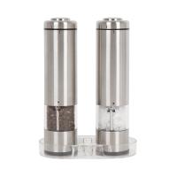 China Electric Pepper Grinder One Handed Operated 52x210mm Adjustable Coarseness Stainless Steel Salt Mill for BBQ for sale