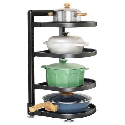 China Carbon Steel 4 Tier Pots and Pans Rack 29x27x45cm Hanging Kitchen Storage Organizer for sale