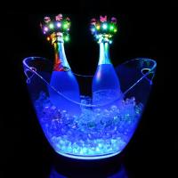 China Custom Logo LED Acrylic Ice Bucket 8L 35x25x28.5cm for Party Club Hotel Beverage Tub for sale