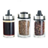 China Lead-Free Glass Spice Jar Set 1.5kg Thickened Stainless Steel Leak-Proof Oil Spray Bottle with Dust Cap for sale