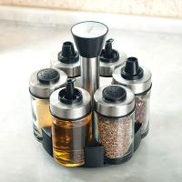 China Lead-Free Glass Spice Jar Set 1.5kg Thickened Stainless Steel Leak-Proof Oil Spray Bottle with Dust Cap for sale