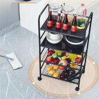 China 5-Layer Rotating Carbon Steel Trolley Kitchen Shelf with Square Structure and Wheels for sale