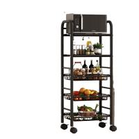 China 5 Tier Non-folding Rack Kitchen Storage Organizer with Stable Rotating Rolling Design for sale
