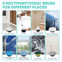 China Cordless Electric Spin Scrubber with 8 Brush Heads 450 RPM Dual Speed Adjustable Handle for Bathroom Kitchen Cleaning for sale