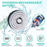 China Cordless Electric Spin Scrubber with 8 Brush Heads 450 RPM Dual Speed Adjustable Handle for Bathroom Kitchen Cleaning for sale