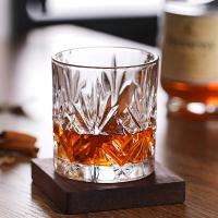 China 340ml Luxury Clear Rock Design Glass Engraved Crystal Whiskey Beer Glasses Cup for sale