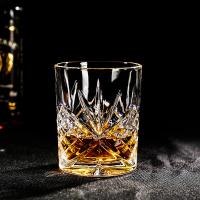 China 340ml Luxury Clear Rock Design Glass Engraved Crystal Whiskey Beer Glasses Cup for sale