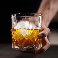 China 340ml Luxury Clear Rock Design Glass Engraved Crystal Whiskey Beer Glasses Cup for sale