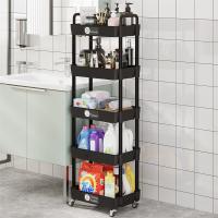China Multifunctional 5 Tier Rotatable Kitchen Vegetable Organizer with Portable Trolley for sale