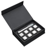 China Stainless Steel Ice Cubes Set 8 PCS with Tong and EVA Gift Box 17.5x12.5x4.2cm for sale