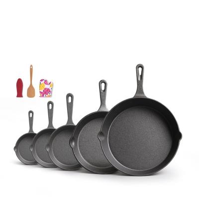 China Cast Iron Frying Pan 22-34cm Pre-seasoned Skillet for Indoor Outdoor Cooking for sale