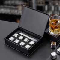 China Stainless Steel Ice Cubes Set 8 PCS with Tong and EVA Gift Box 17.5x12.5x4.2cm for sale