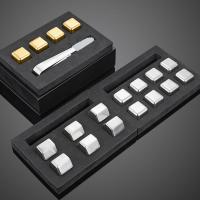 China Stainless Steel Ice Cubes Set 8 PCS with Tong and EVA Gift Box 17.5x12.5x4.2cm for sale