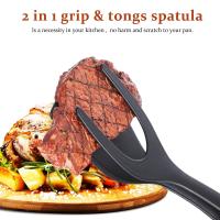 China 2 in 1 Silicone Spatula Tong 34cm Non Stick Egg Flipper Turner for Pancake Fish French Toast Kitchen Cooking Tool for sale