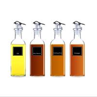 China Other Cooking Tools Square High White Glass Oil Bottle with Customized Logo Nozzle for sale