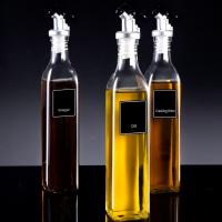 China Other Cooking Tools Square High White Glass Oil Bottle with Customized Logo Nozzle for sale