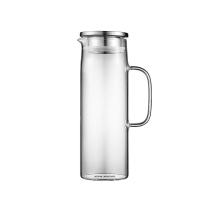 China Thickened High Borosilicate Glass Juice Zapper 1L Cold Water Jug with Stainless Steel Lid for sale