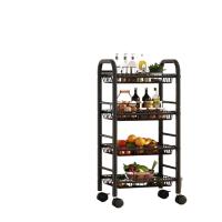 China Square 3 4 5 Layer Rotating Shelf Vegetable Fruit Kitchen Storage Rack 48x35x100cm Carbon Steel for sale