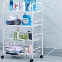 China Square 3 4 5 Layer Rotating Shelf Vegetable Fruit Kitchen Storage Rack 48x35x100cm Carbon Steel for sale