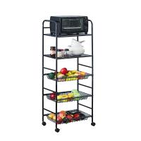 China Square 3 4 5 Layer Rotating Shelf Vegetable Fruit Kitchen Storage Rack 48x35x100cm Carbon Steel for sale