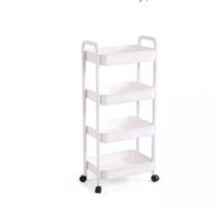 China Square Rotating Kitchen Shelf Organizer 4 Tiers 37x25x98.5cm Black PP Storage Rack Cart for sale