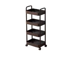 China Square Rotating Kitchen Shelf Organizer 4 Tiers 37x25x98.5cm Black PP Storage Rack Cart for sale