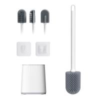 China TPR Round Plastic Cleaning Brush Toilet Brush Holder Set 0.34kg for Bathroom Hygiene for sale