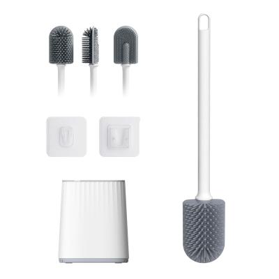 China TPR Round Plastic Cleaning Brush Toilet Brush Holder Set 0.34kg for Bathroom Hygiene for sale