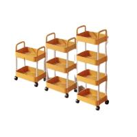 China Square Rotating Kitchen Shelf Organizer 4 Tiers 37x25x98.5cm Black PP Storage Rack Cart for sale
