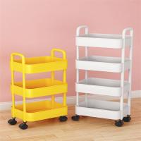 China Non-folding 360 Degree Rotating Storage Rack with Wheels Kitchen Vegetable Plastic Shelf for sale