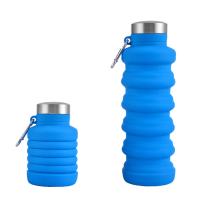 China Retractable 500ml Food Grade Silicone Sports Water Bottle with Climbing Buckle for Outdoor Hiking for sale