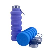 China Retractable 500ml Food Grade Silicone Sports Water Bottle with Climbing Buckle for Outdoor Hiking for sale