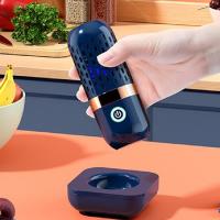 China Capsule Shaped Wireless Vegetable Washing Machine 17x10x10cm Pesticide Remover Fruit Cleaner Dark Blue for sale