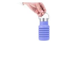 China Retractable 500ml Food Grade Silicone Sports Water Bottle with Climbing Buckle for Outdoor Hiking for sale