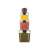 China Standing Type Kitchen PET Plastic Food Storage Containers Transparent Airtight 4pc Set for sale