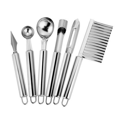 China Stainless Steel Fruit Vegetable Tools Set 6 Pieces for Multifunctional House Kitchen for sale