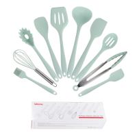 China 10 Piece Silicone Kitchen Utensil Set with Wooden Handle 446°F Heat Resistant for sale